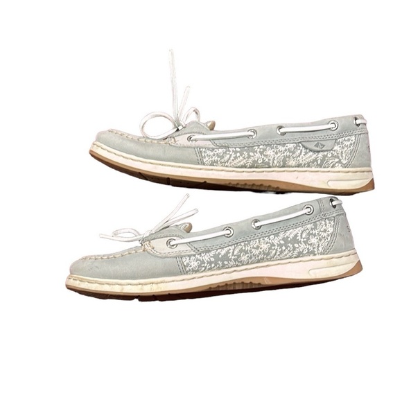 Sperry | Shoes | Sperry Topsider Grey Floral Trim Slip On Boat Shoes ...
